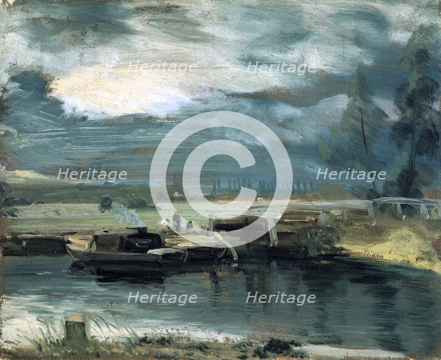 'Barges on the Stour, with Dedham Church in the Distance', 1811. Artist ...